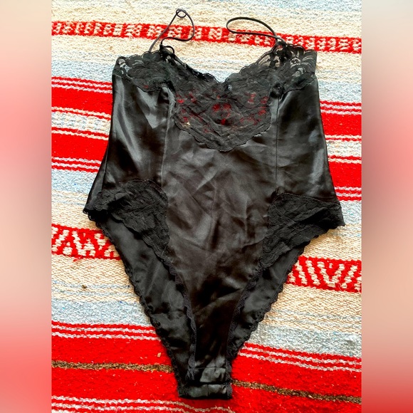 Vintage Intimates And Sleepwear Vtg Black Lace One Piece Lingerie